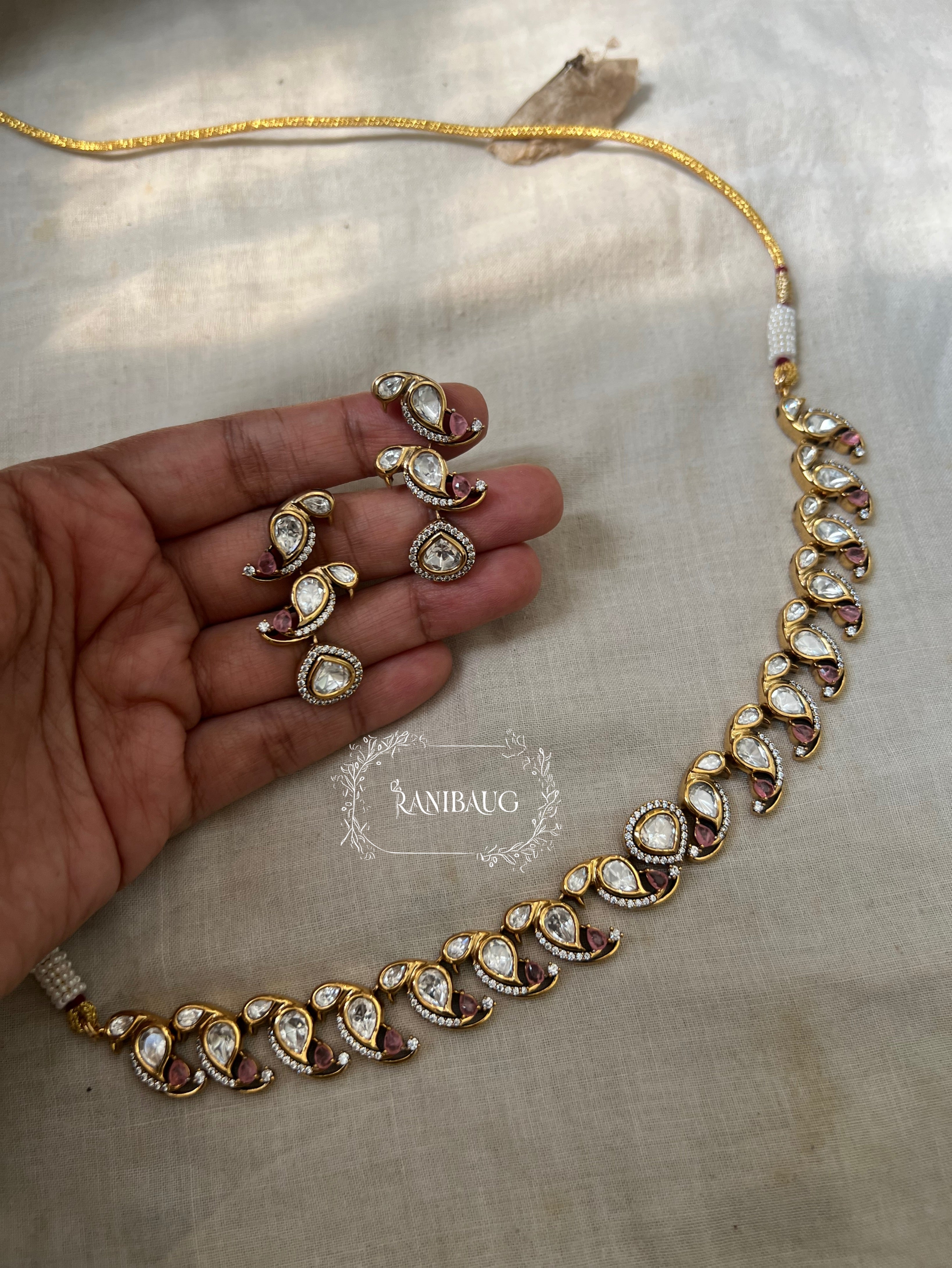 Pihu Bird Motif Polki Kundan Designer Necklace Set By Ranibaug | Minim