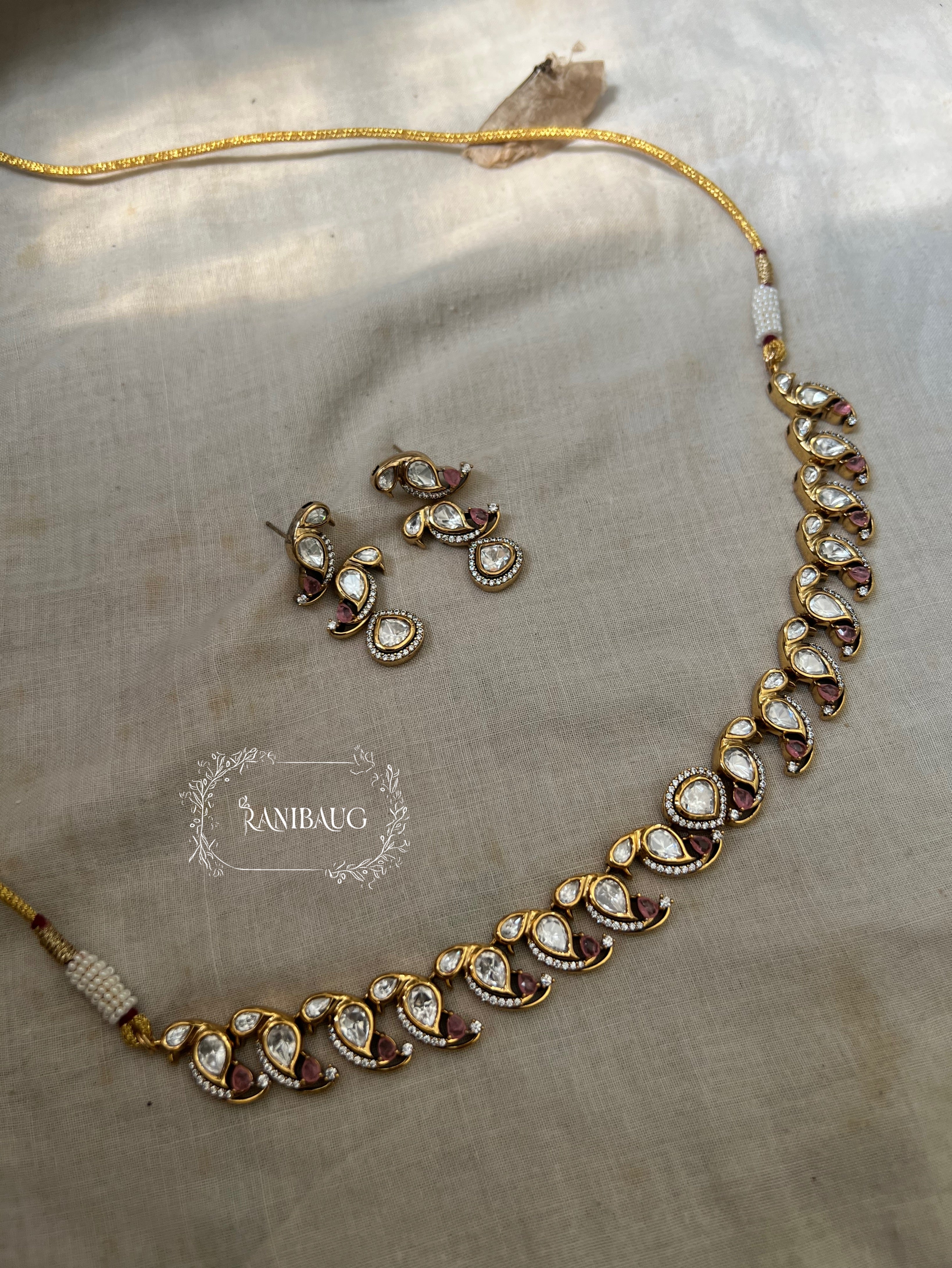 Pihu Bird Motif Polki Kundan Designer Necklace Set By Ranibaug | Minim